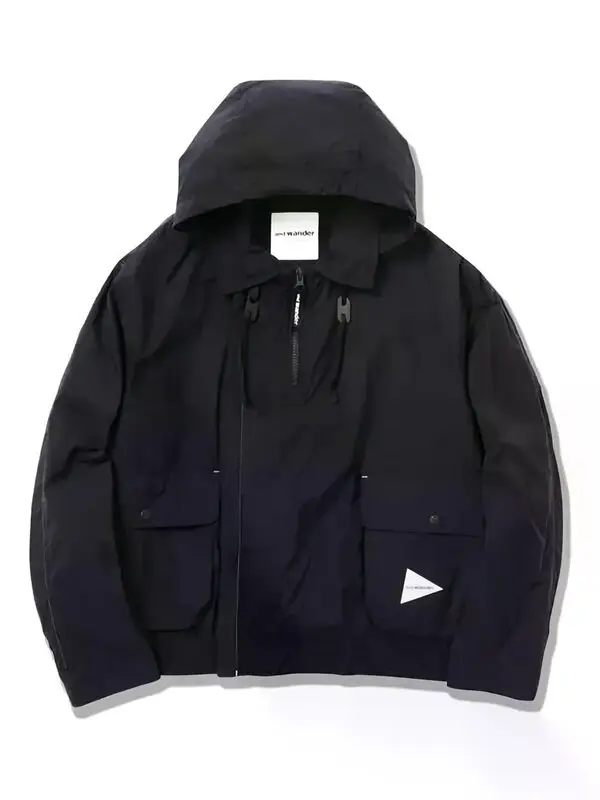 AND WANDER Hooded Water-repellent Jacket - Black