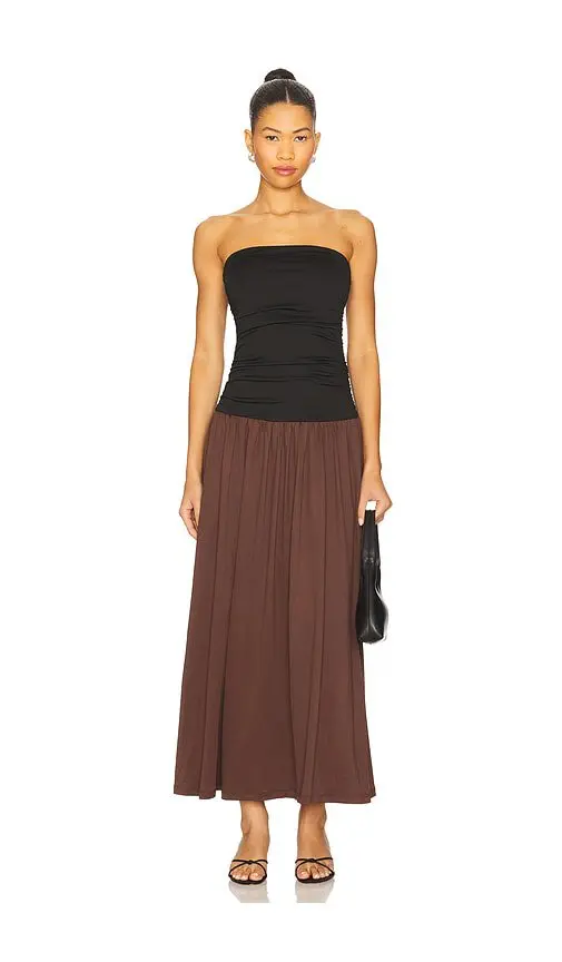 Santal Strapless Drop Waist Maxi Dress - Black & Brown