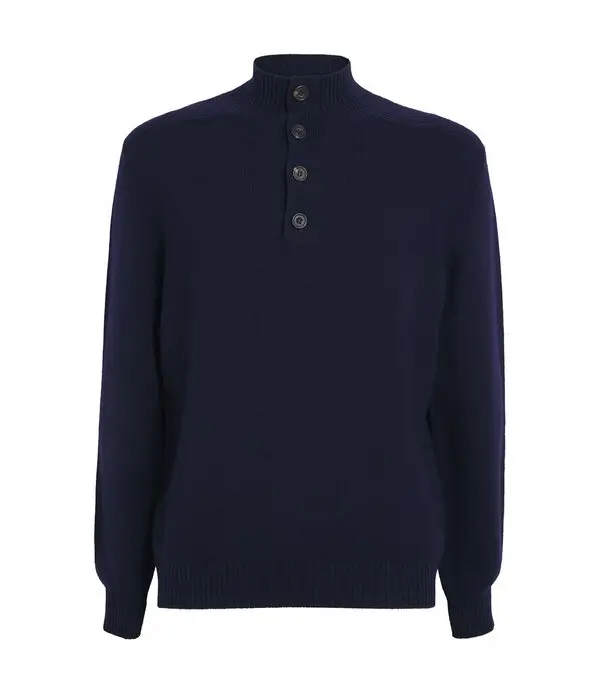 Harrods Cashmere Button-down Sweater - Navy