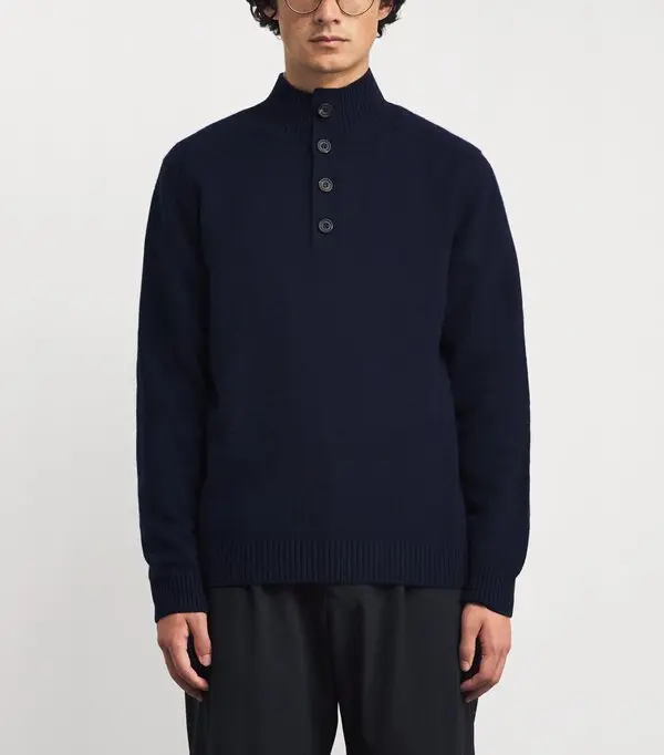 Harrods Cashmere Button-down Sweater - Navy