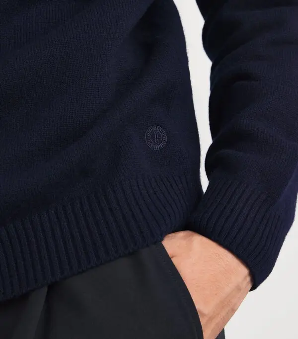 Harrods Cashmere Button-down Sweater - Navy