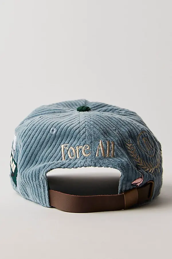 FORE ALL Embroidered Corduroy Baseball Cap - Green/blue