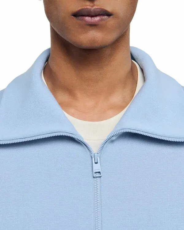 Sandro Wool Trucker Cardigan - Sky Blue