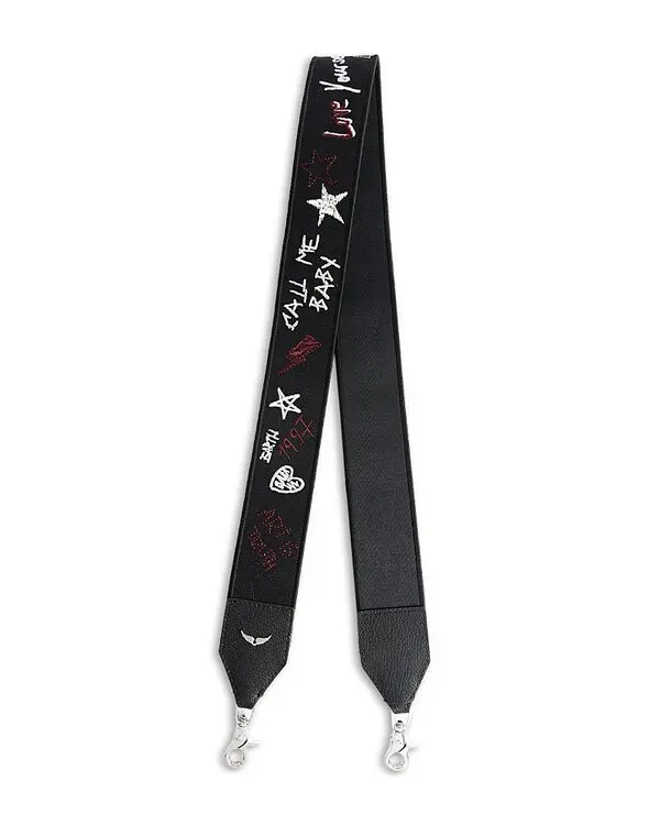 Zadig&Voltaire Canvas Embroidered Bag Strap - Black