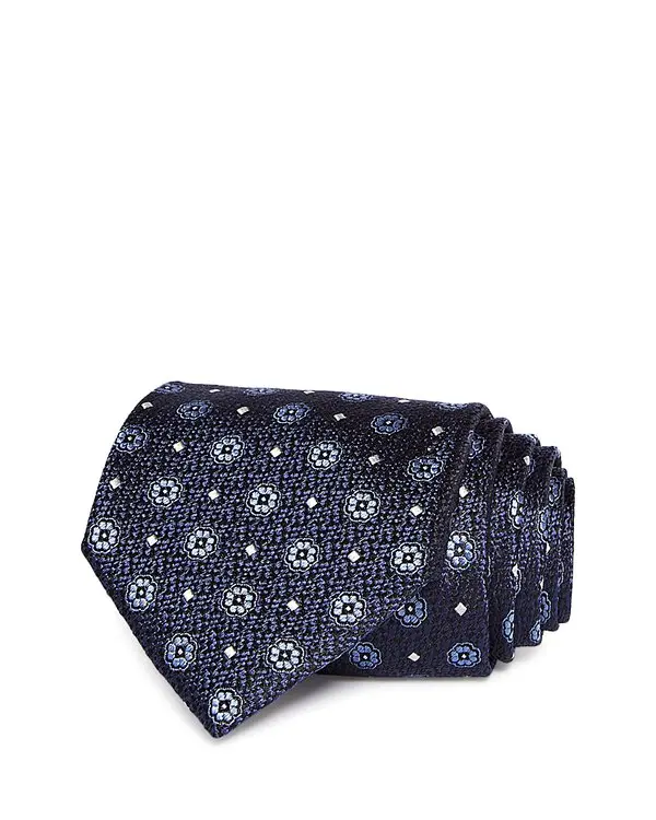 Canali Silk Medallion Neck Tie - Dark Blue