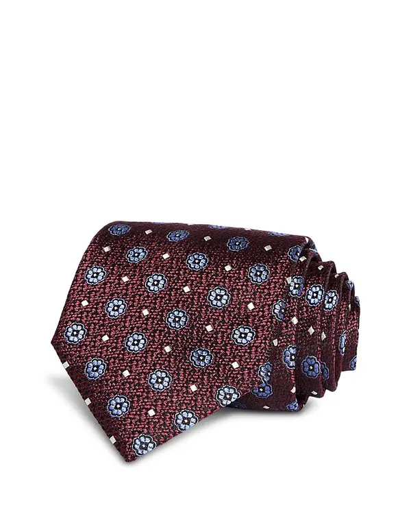 Canali Silk Medallion Neck Tie - Dark Red