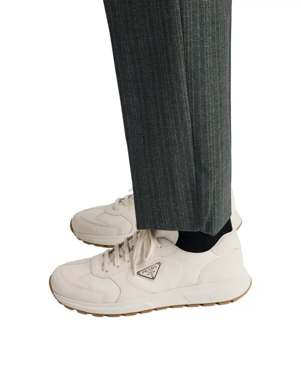 Prada Suede And Re-nylon Lace-up Sneakers - Neutral