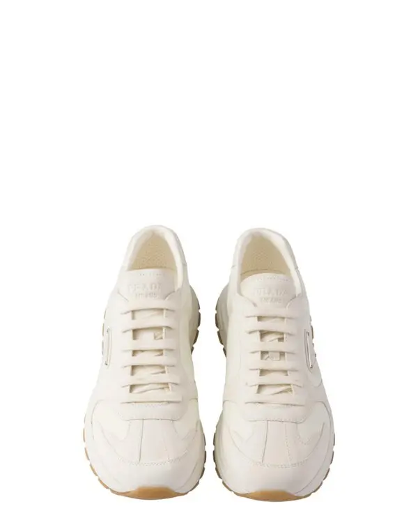 Prada Suede And Re-nylon Lace-up Sneakers - Neutral