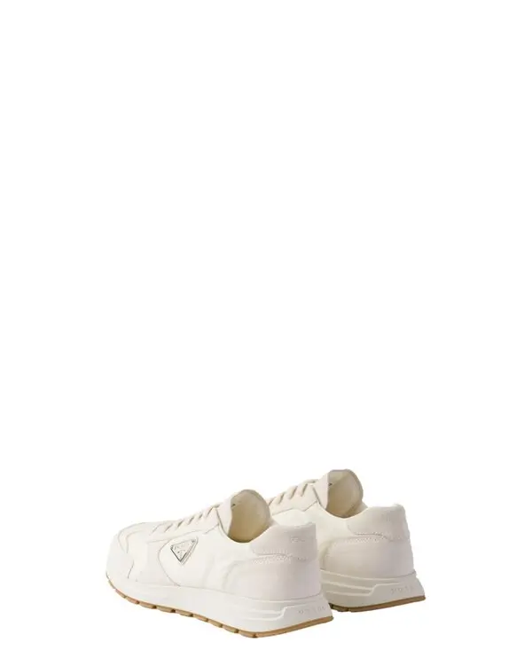 Prada Suede And Re-nylon Lace-up Sneakers - Neutral