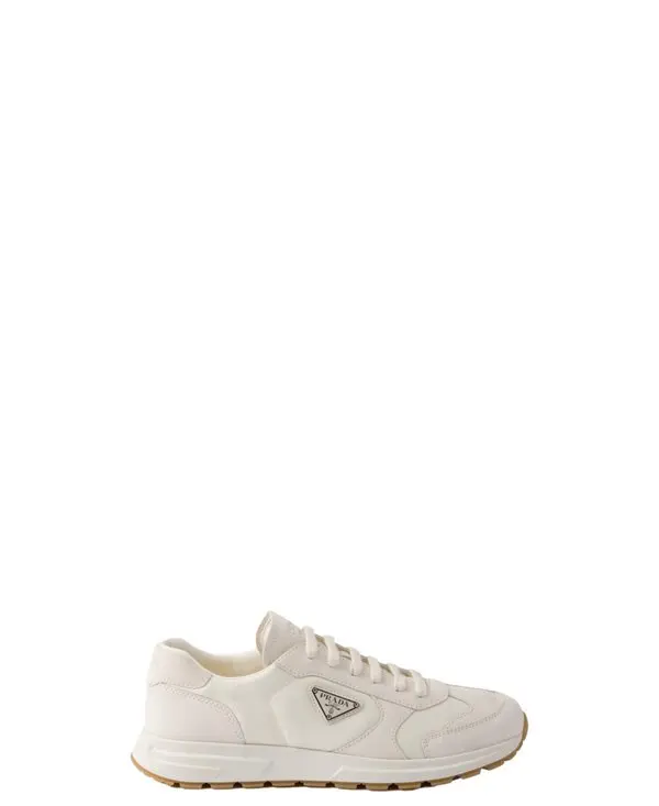 Prada Suede And Re-nylon Lace-up Sneakers - Neutral