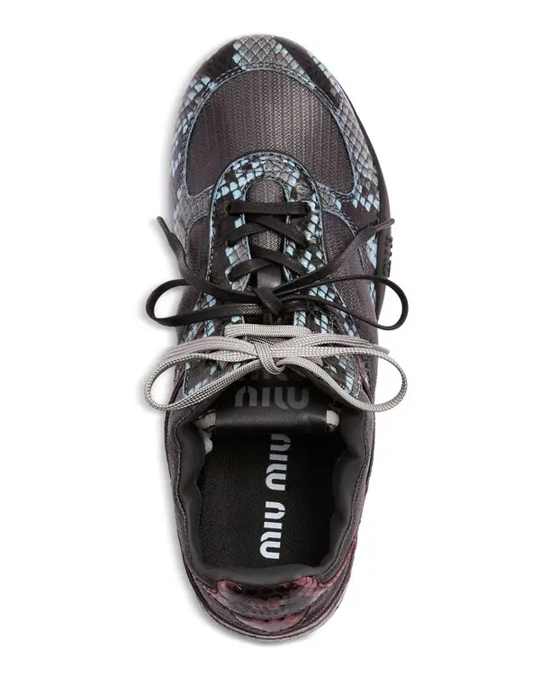 Miu Miu Snake Embossed Sneakers - Brown/blue