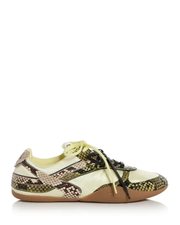 Miu Miu Snake Embossed Sneakers - Yellow