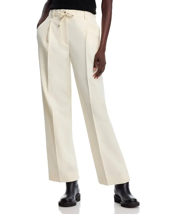 Moncler Wool Wide-leg Trousers - Cream