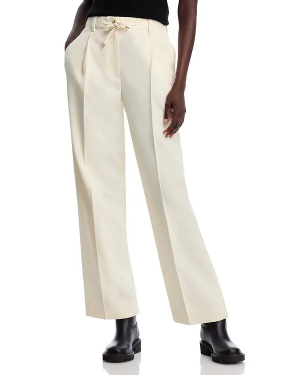 Moncler Wool Wide-leg Trousers - Cream