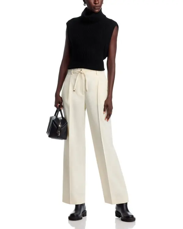 Moncler Wool Wide-leg Trousers - Cream