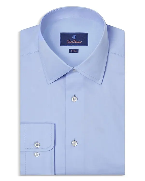 David Donahue Slim Fit Super Fine Twill Dress Shirt - Sky