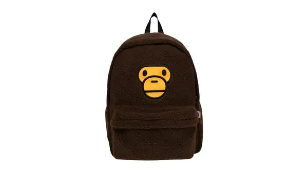 A BATHING APE Baby Milo Sherpa Fur Backpack - Brown