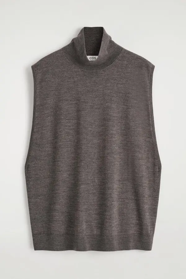 Cos Merino Wool Roll-neck Vest - Gray