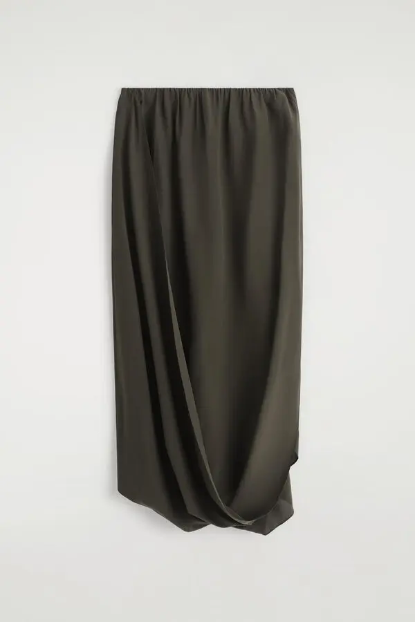 Cos Draped Silk Midi Skirt