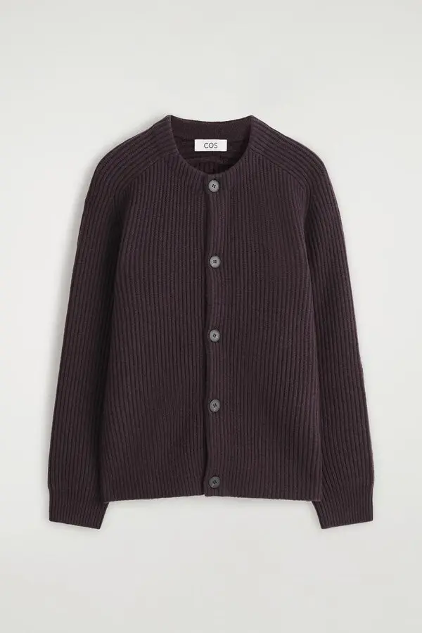 Cos Ribbed Wool Crew-neck Cardigan