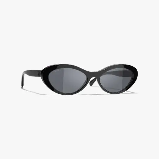 Chanel Oval Sunglasses - Black & Pink
