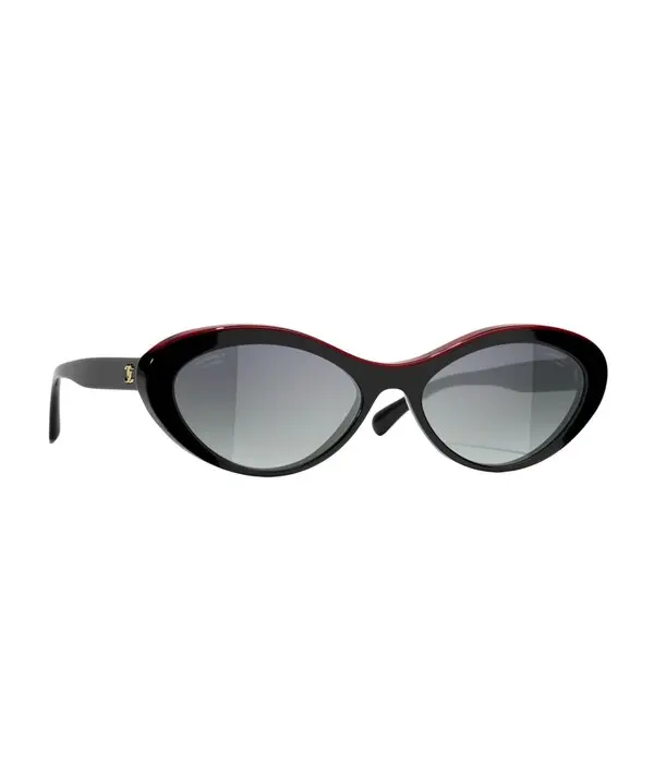 Chanel Oval Sunglasses - Black & Red