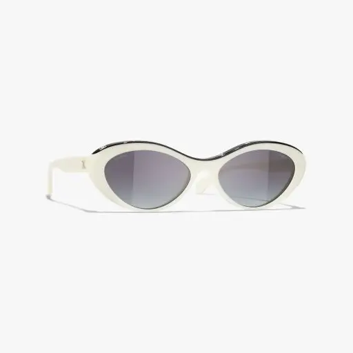 Chanel Oval Sunglasses - Black & White