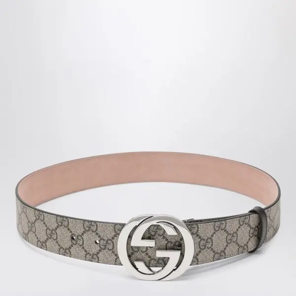Gucci Gg Supreme Fabric Belt With Gg Buckle - Beige