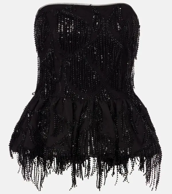 Remain Birger Christensen Albertina Sequin Strapless Top - Black