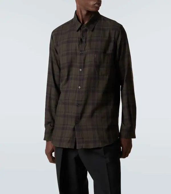 Saint Laurent Cassandre Checked Cotton Flannel Shirt