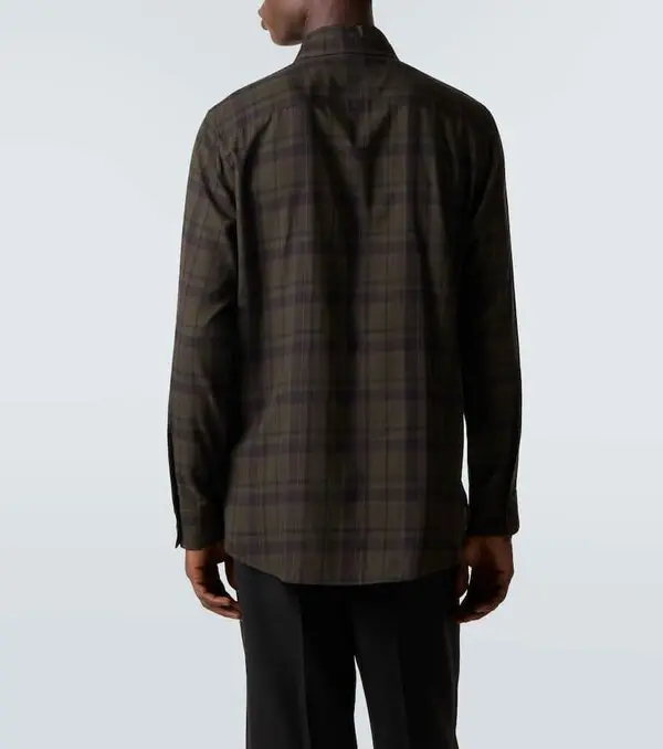 Saint Laurent Cassandre Checked Cotton Flannel Shirt
