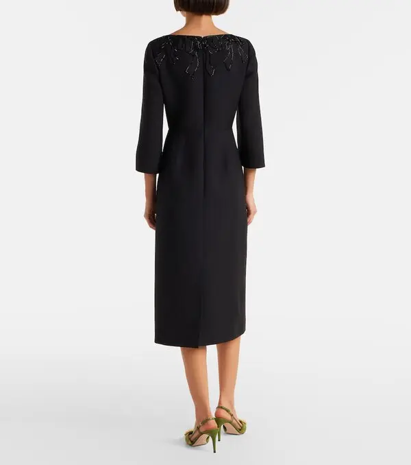 Valentino Garavani Embroidered Wool Silk Midi Dress