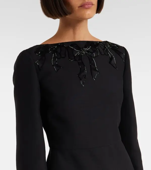 Valentino Garavani Embroidered Wool Silk Midi Dress