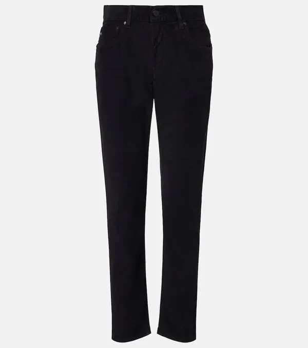 Ag Ex-boyfriend Mid-rise Slim Corduroy Pants - Black