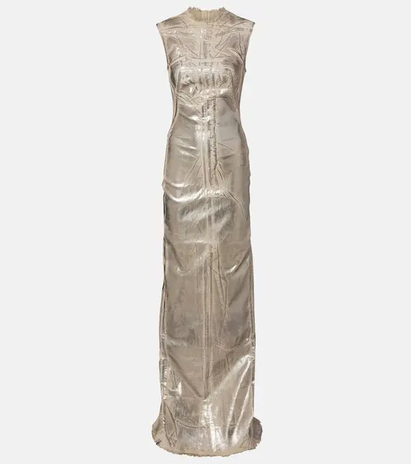 Rick Owens Coated Denim Maxi Dress - Silver