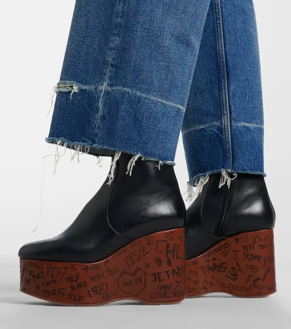 Chloé Maxime Leather Wedge Ankle Boots