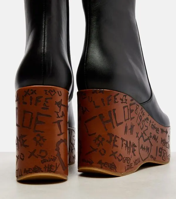 Chloé Maxime Leather Wedge Ankle Boots