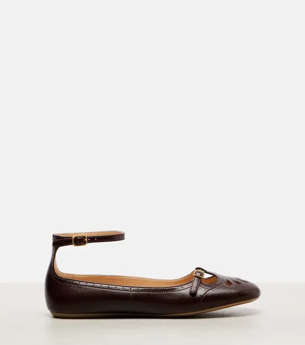 Chloé Cutout Leather Ballet Flats