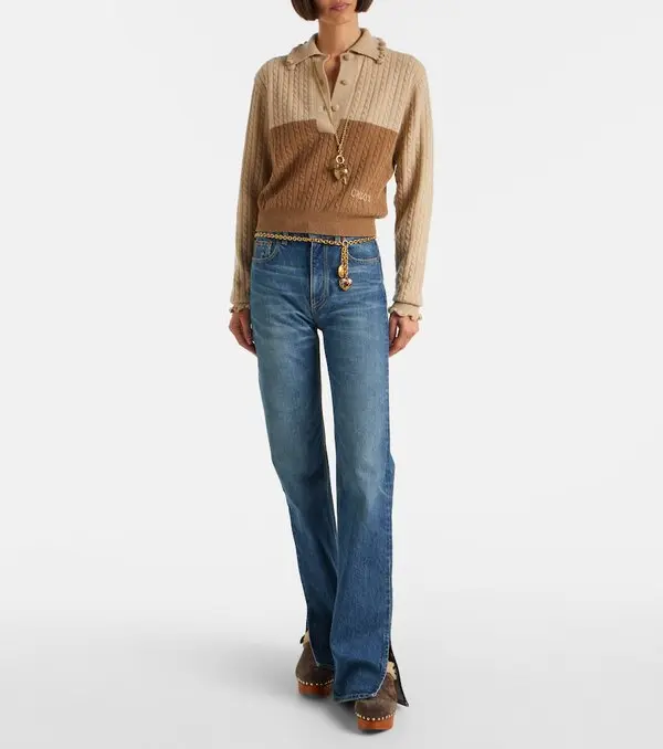 Chloé Jeannette Shearling-trimmed Wedge Clogs - Brown
