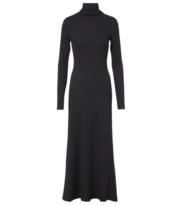 Staud Vanya Turtleneck Jersey Maxi Dress - Grey