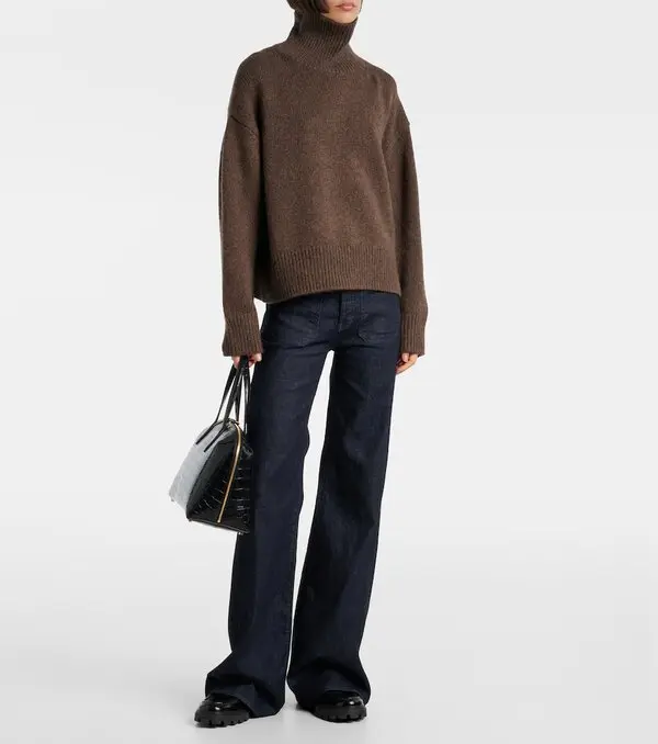 NILI LOTAN Tabitha Cashmere Turtleneck Sweater - Brown