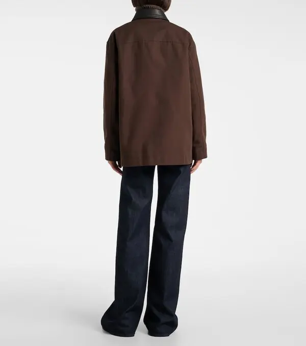 NILI LOTAN Leather-trimmed Cotton Jacket