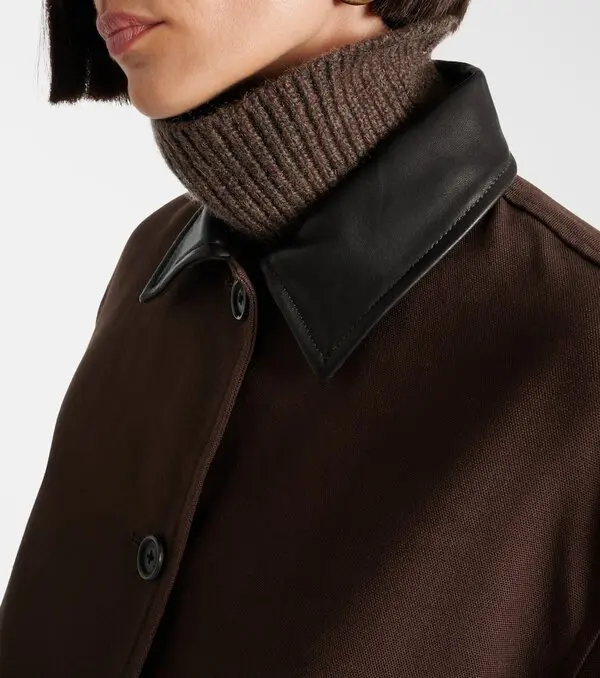 NILI LOTAN Leather-trimmed Cotton Jacket