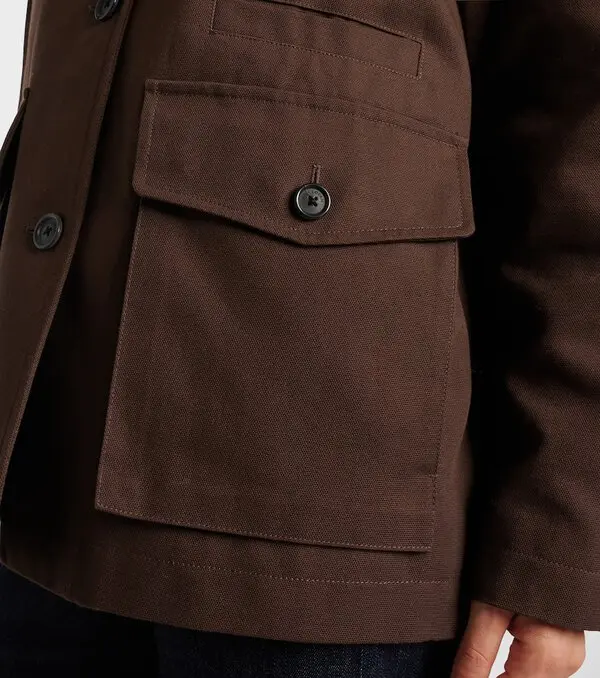 NILI LOTAN Leather-trimmed Cotton Jacket