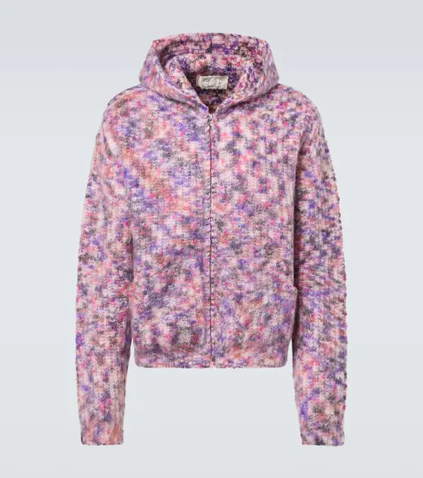 ERL Hooded Wool-blend Cardigan - Pink