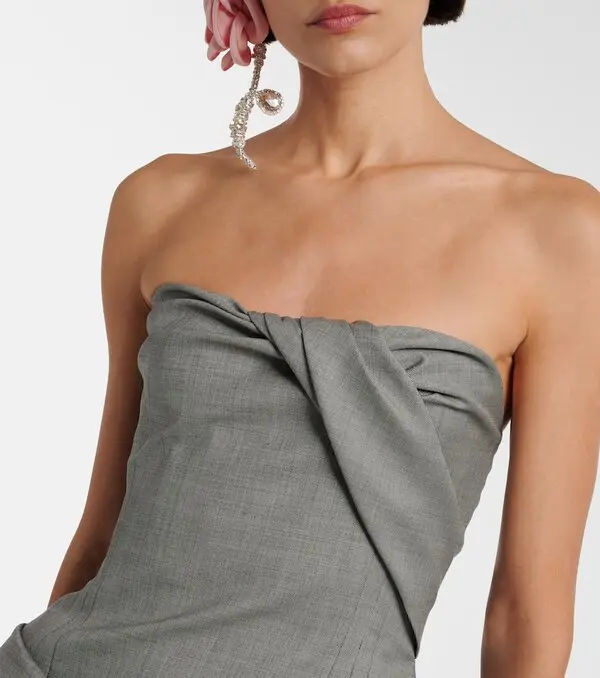 Magda Butrym Draped Wool Mini Dress With Bustier - Grey