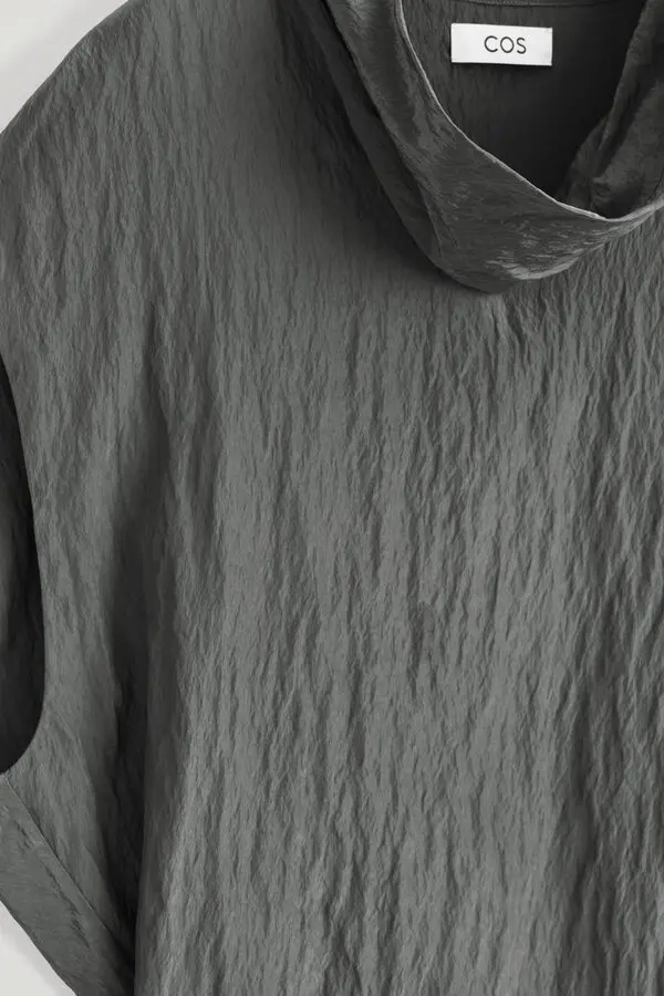 Cos Crinkled-satin Turtleneck Top