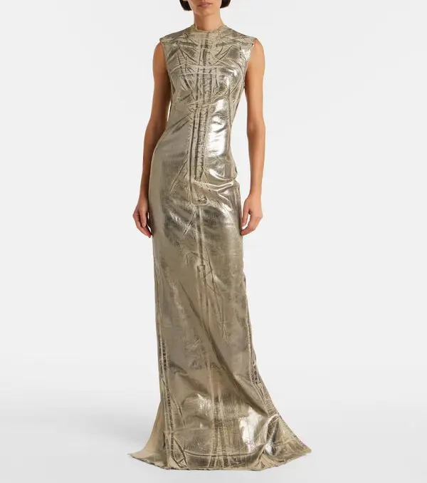 Rick Owens Coated Denim Maxi Dress
