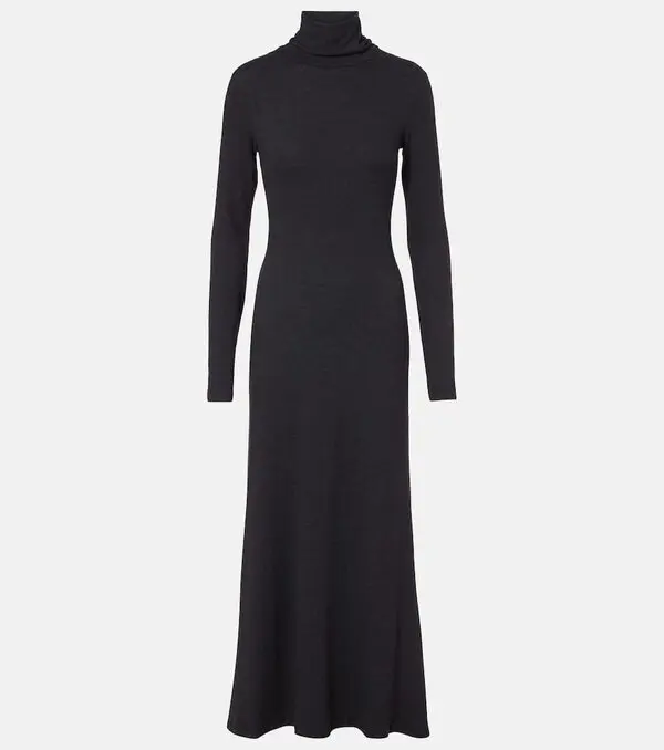 Staud Vanya Turtleneck Jersey Maxi Dress - Grey