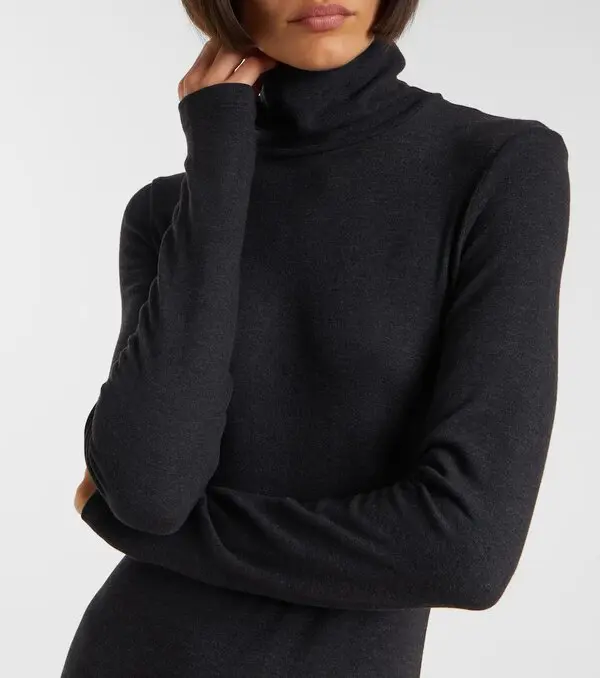 Staud Vanya Turtleneck Jersey Maxi Dress - Grey